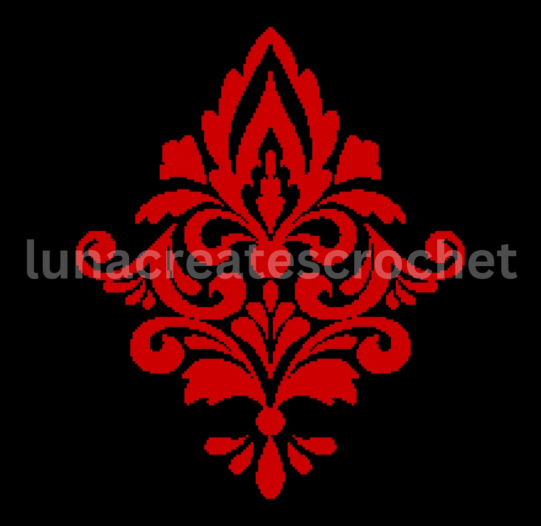Red Damask of Death - Graphgan, C2C Pattern, Throw, Blanket, Crochet - Etsy