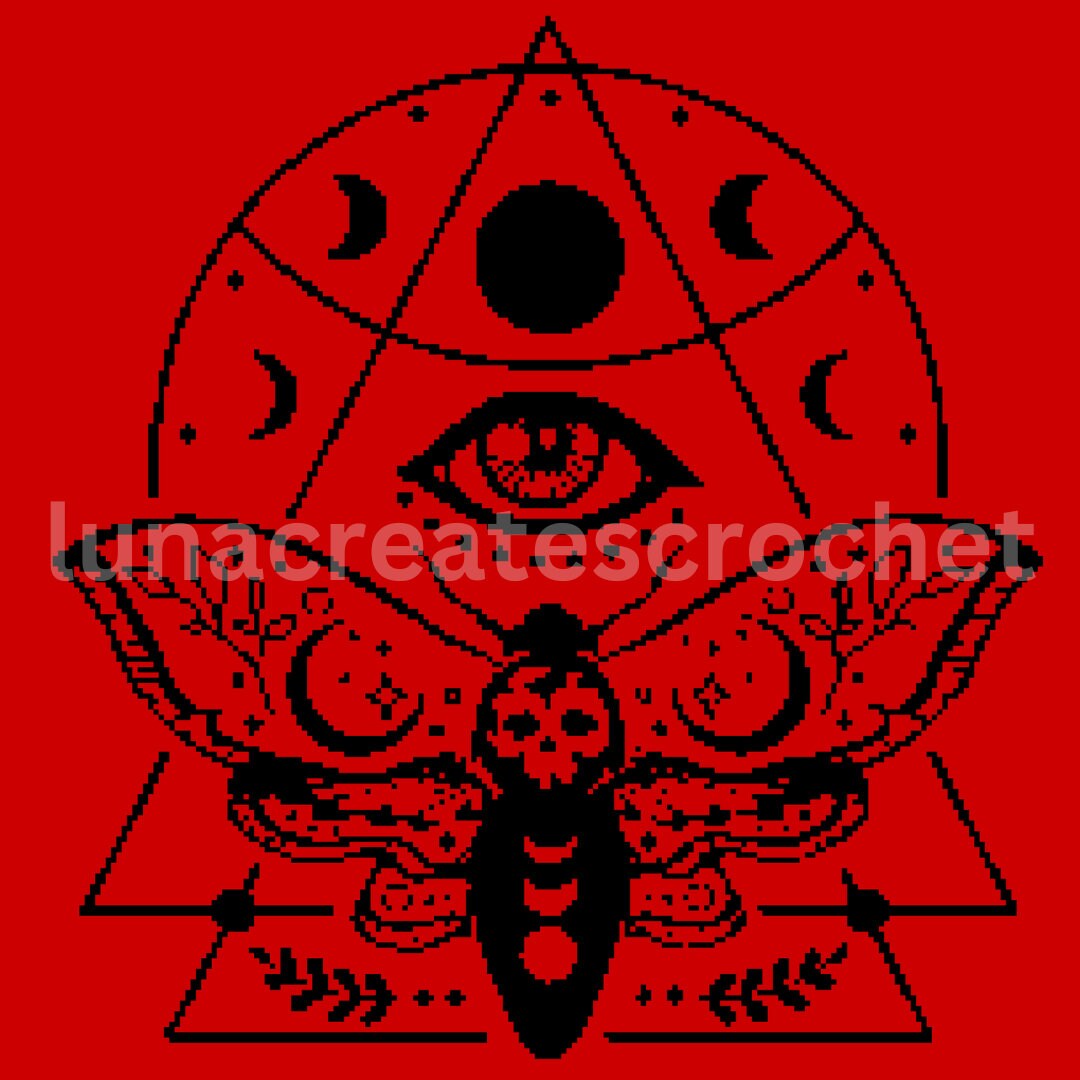 Death Head Moth - Graphgan, C2C Pattern, Throw, Blanket, Crochet - Etsy
