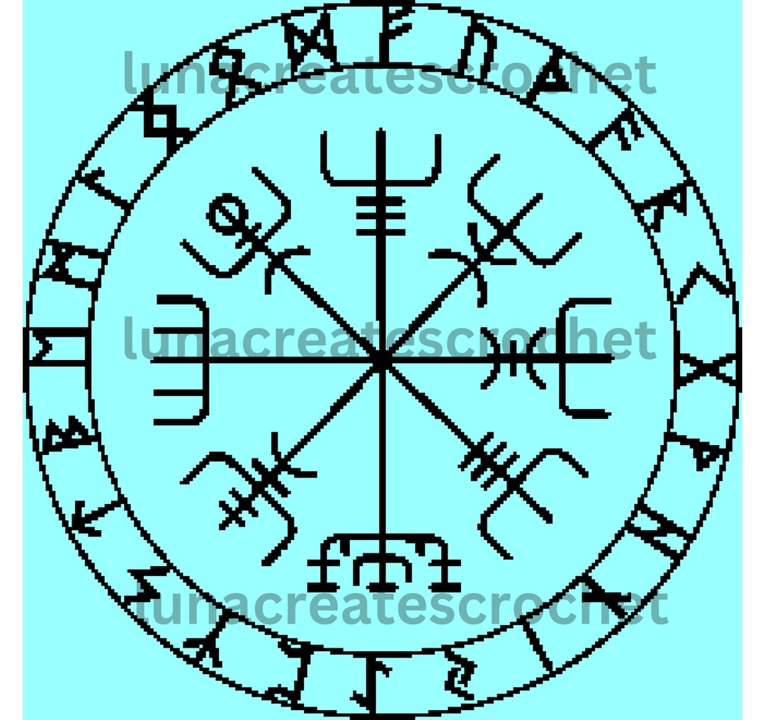Vegvisir nordic Compass Norse Tapestry Crochet Single or - Etsy