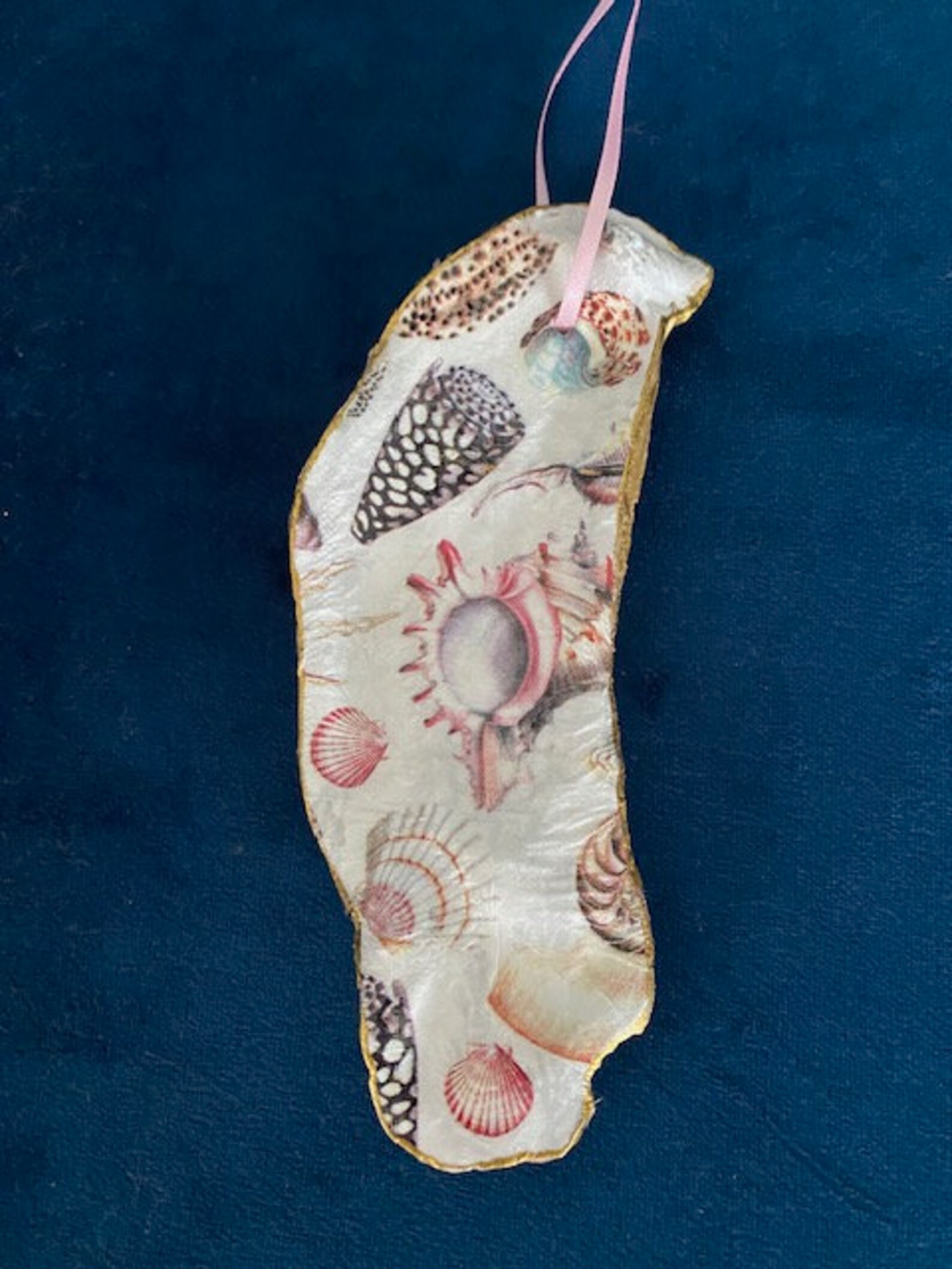 Pretty Seashell Oyster Shell Ornament | Decoupaged Oyster Shell ...