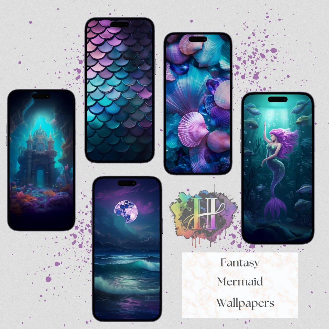 Fantasy Mermaid Ocean Wallpaper-set of Five Wallpaper-ios and Android ...