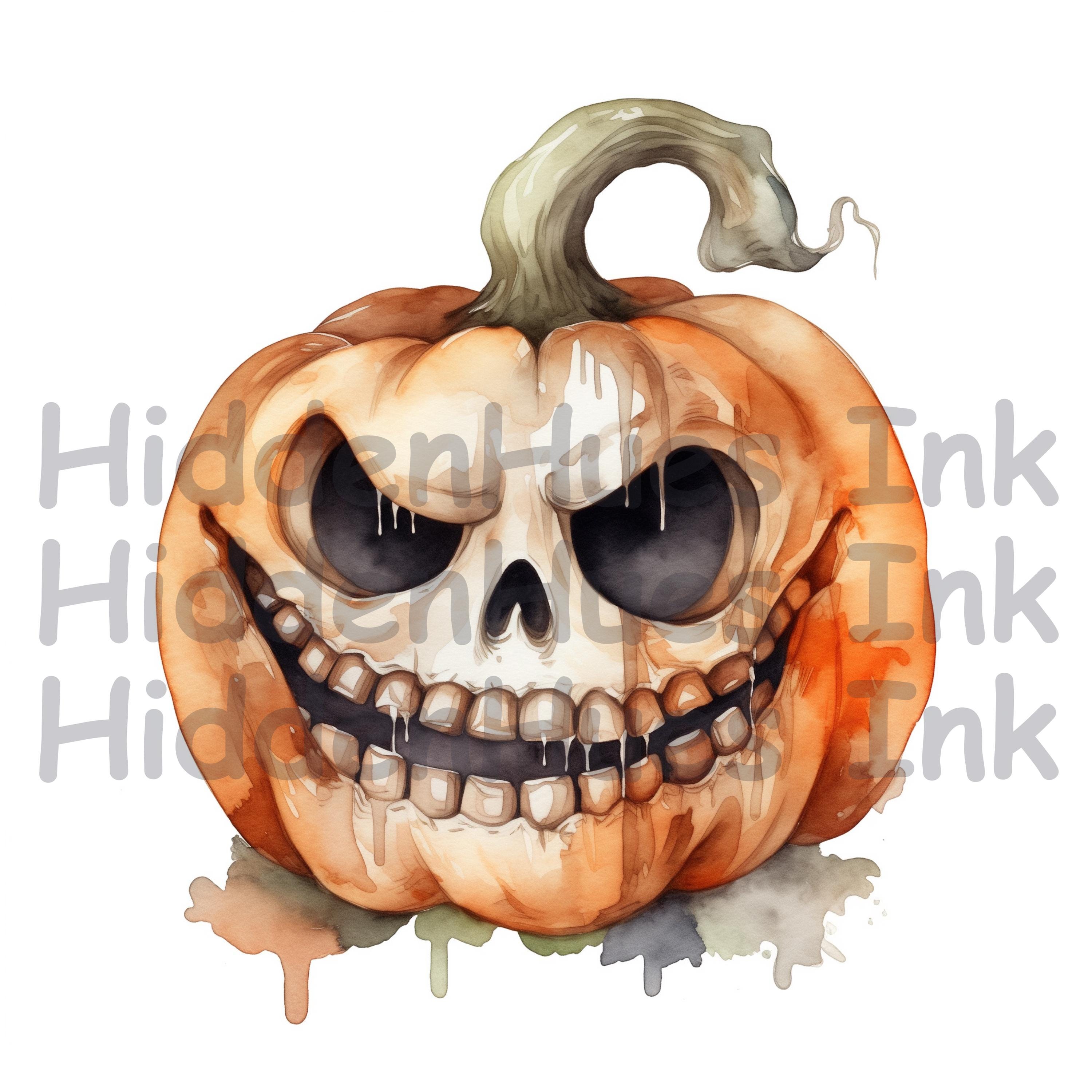 Watercolor Halloween Pumpkin Clipart-printable Watercolor Clipart-high ...