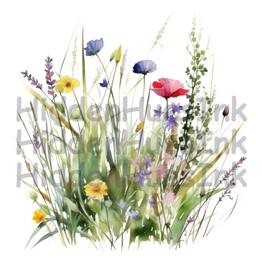 Watercolor Wildflowers Clipart-printable Watercolor Clipart-high ...