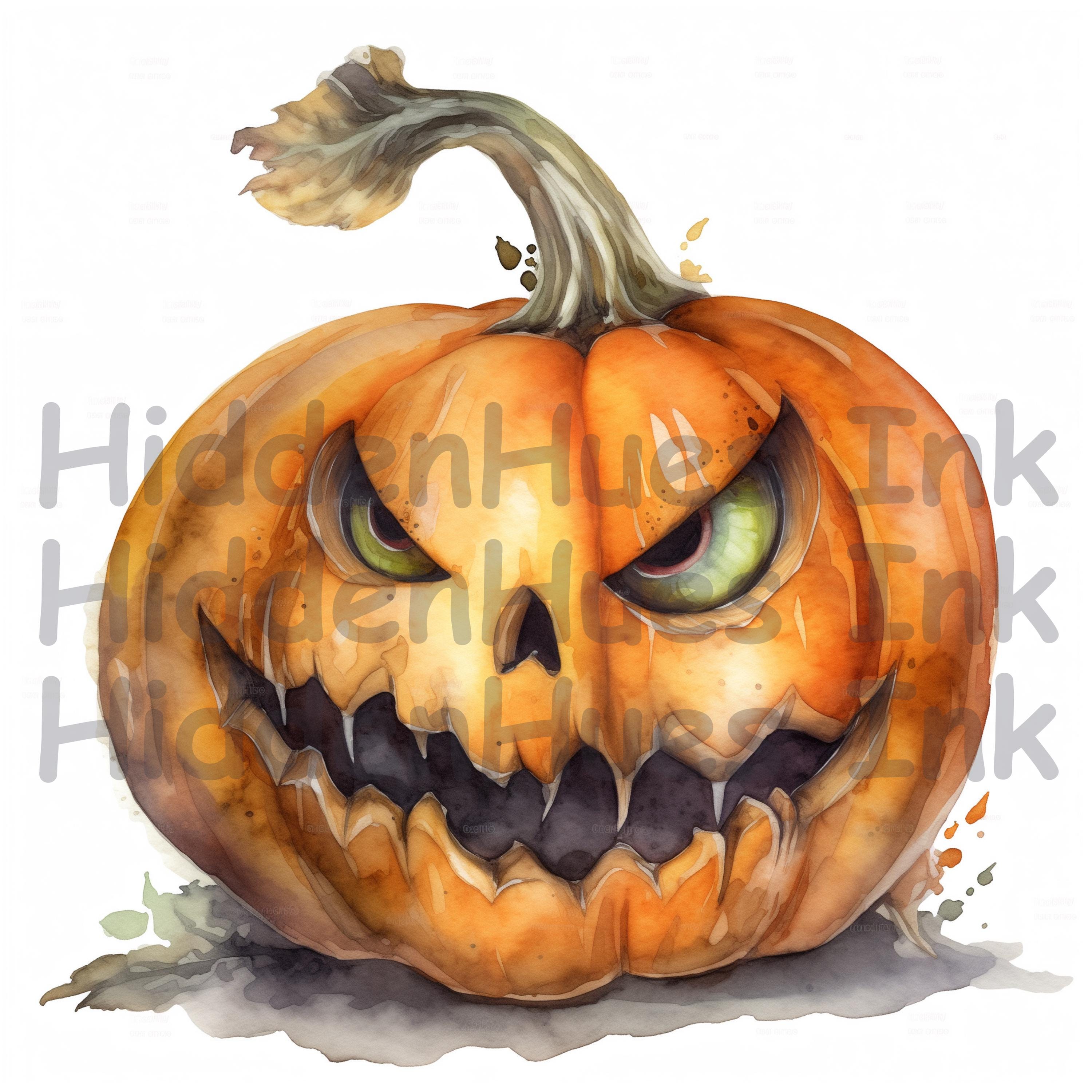 Watercolor Halloween Pumpkin Clipart-printable Watercolor Clipart-high ...