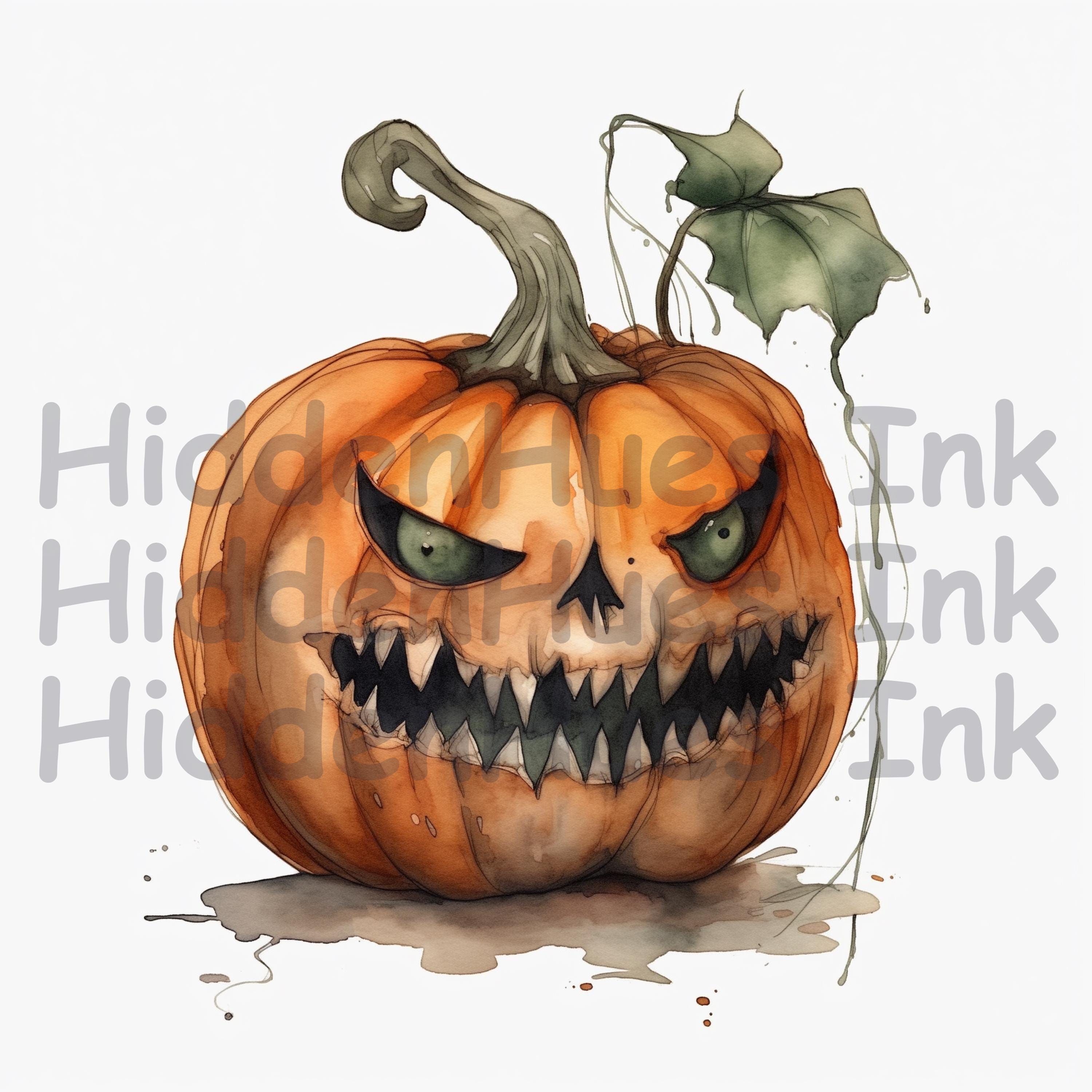 Watercolor Halloween Pumpkin Clipart-printable Watercolor Clipart-high ...