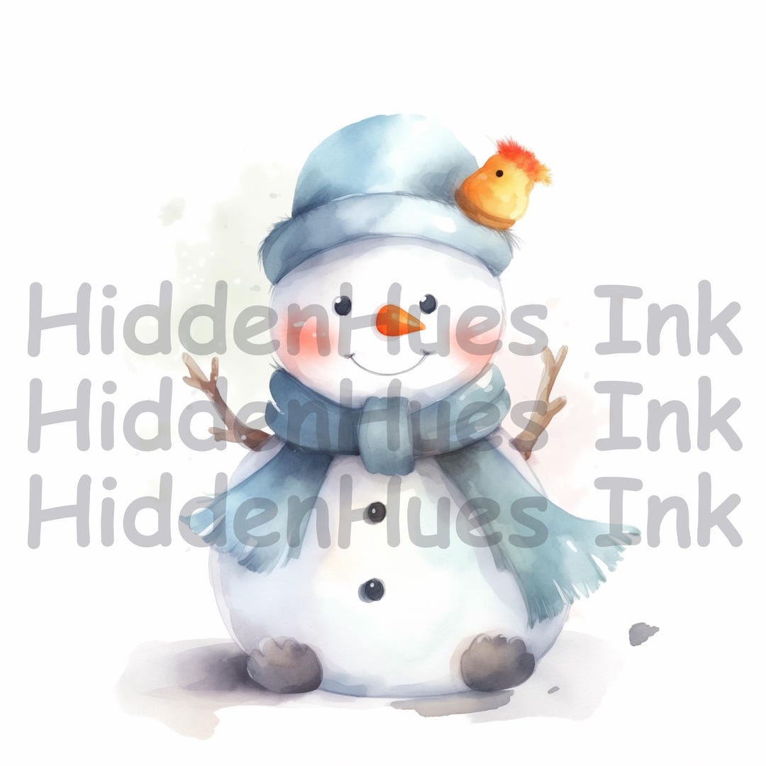 Snowman Watercolor Festive Clipart-printable Watercolor Clipart-high ...