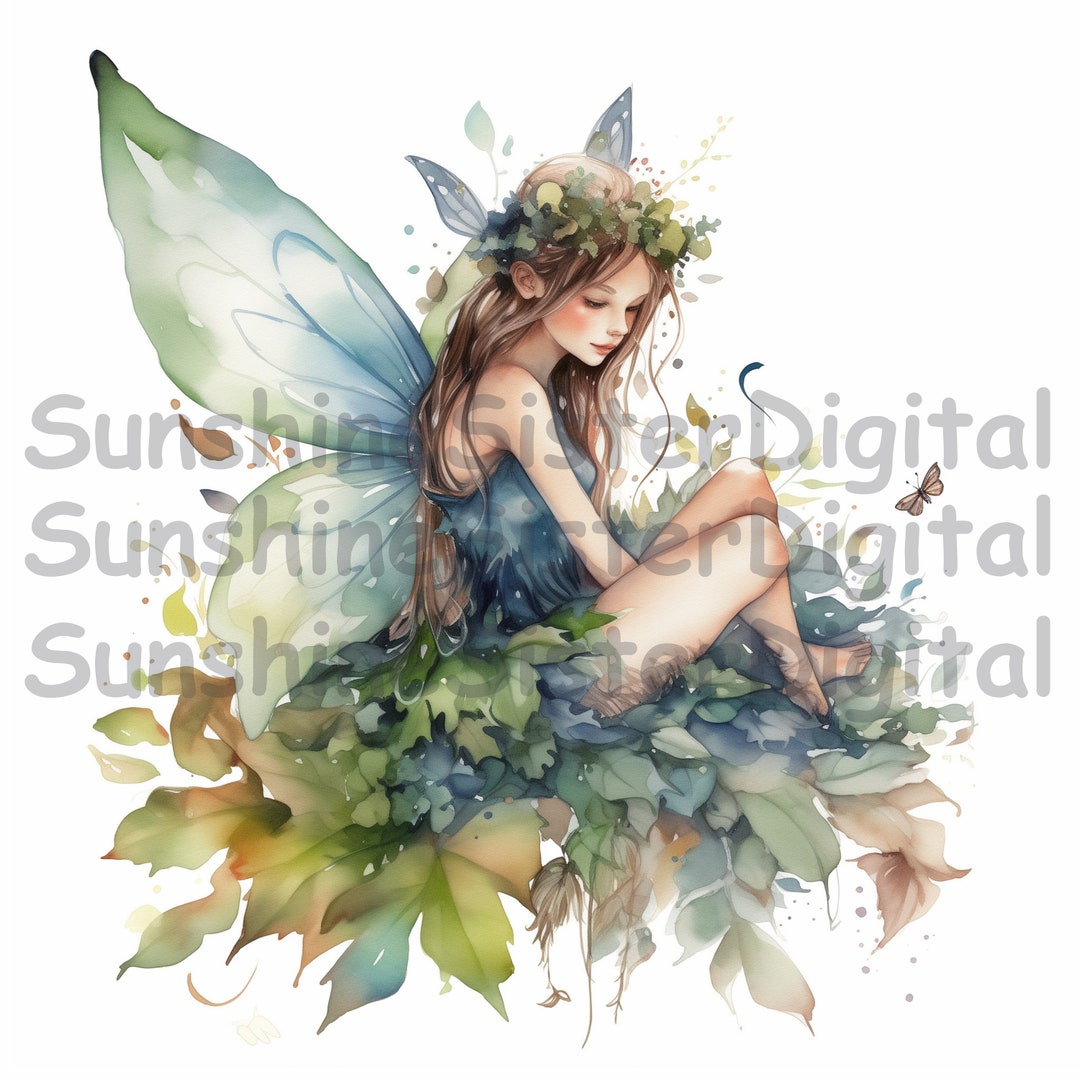 Green Fairy Clipart-printable Watercolor Clipart-high Quality Pngs ...