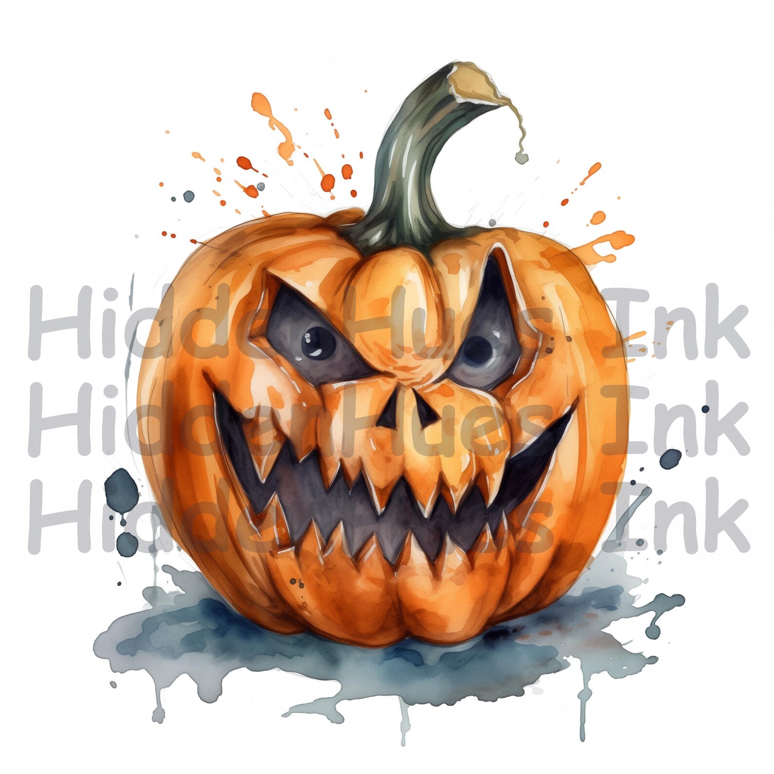 Watercolor Halloween Pumpkin Clipart-printable Watercolor Clipart-high ...