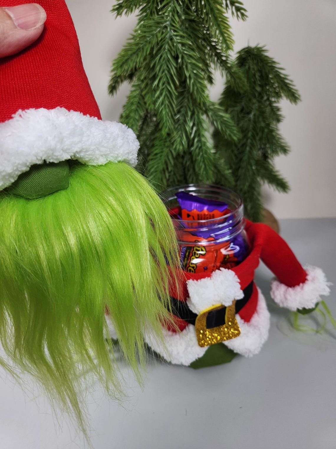 Grinch Gnome Candy Jar: Handmade Plastic Mason Jar - Whimsical Storage ...