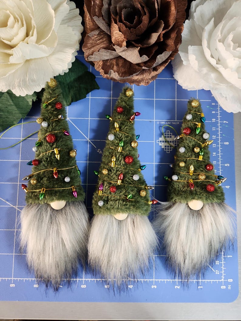 Christmas Tree Gnome Ornaments: Handmade Holiday Decor (set of 3) - Etsy