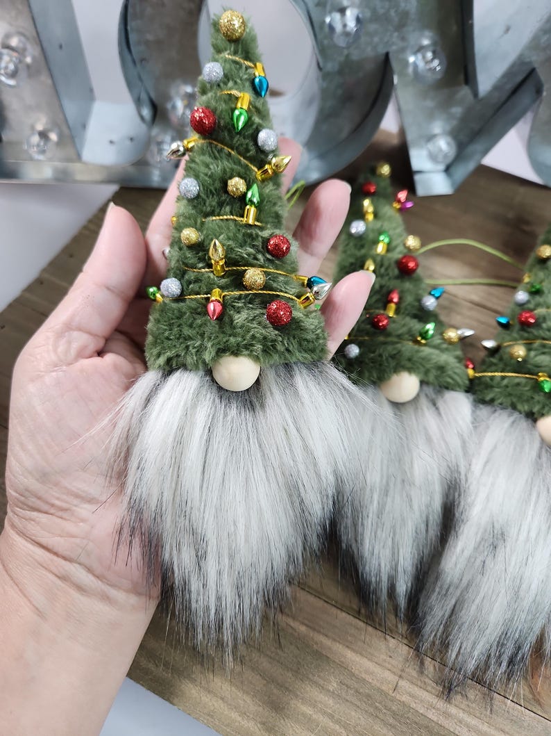 Christmas Tree Gnome Ornaments: Handmade Holiday Decor (set of 3) - Etsy