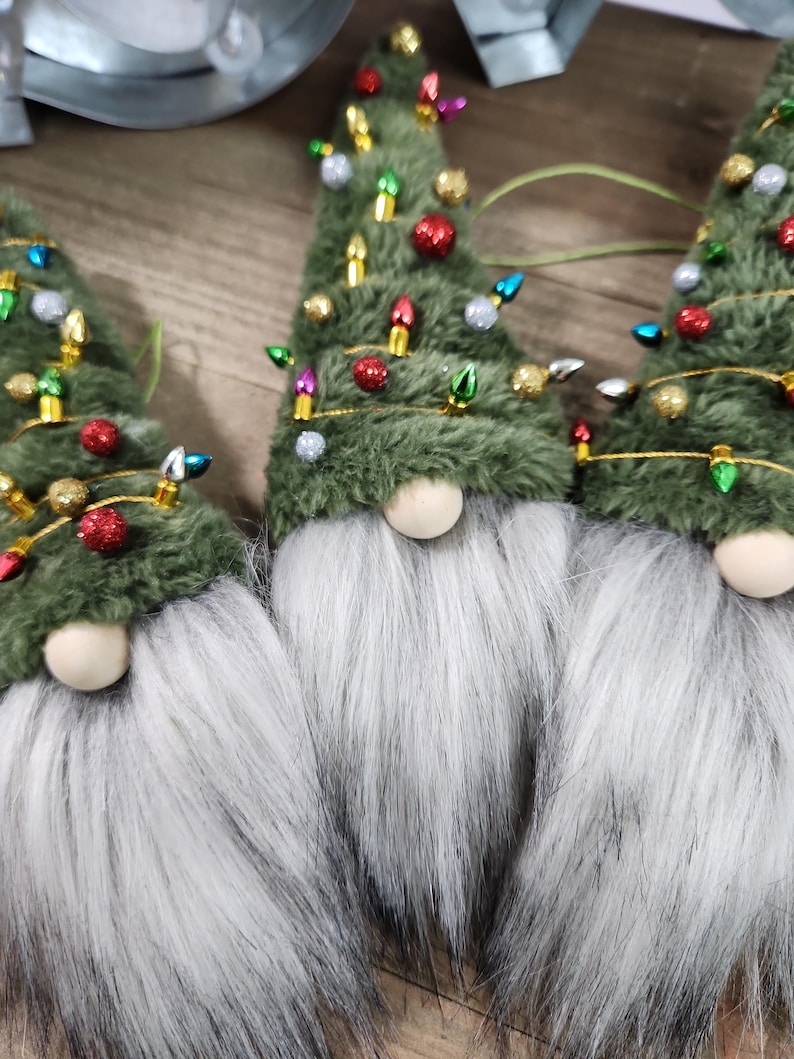 Christmas Tree Gnome Ornaments: Handmade Holiday Decor (set of 3) - Etsy