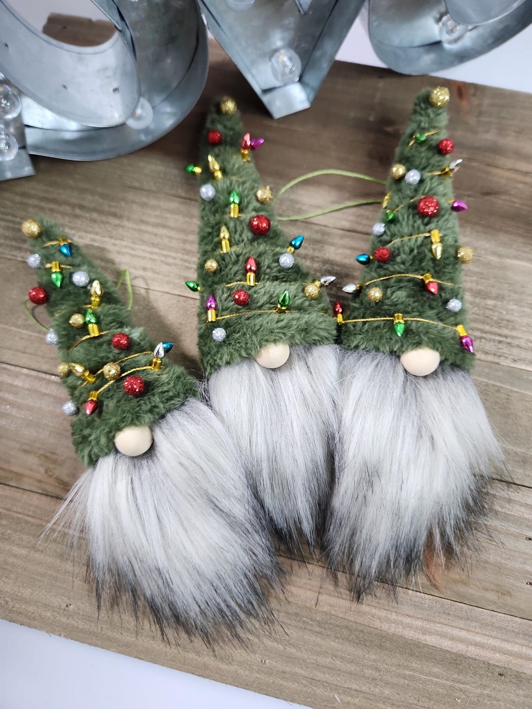 Christmas Tree Gnome Ornaments: Handmade Holiday Decor (set of 3) - Etsy
