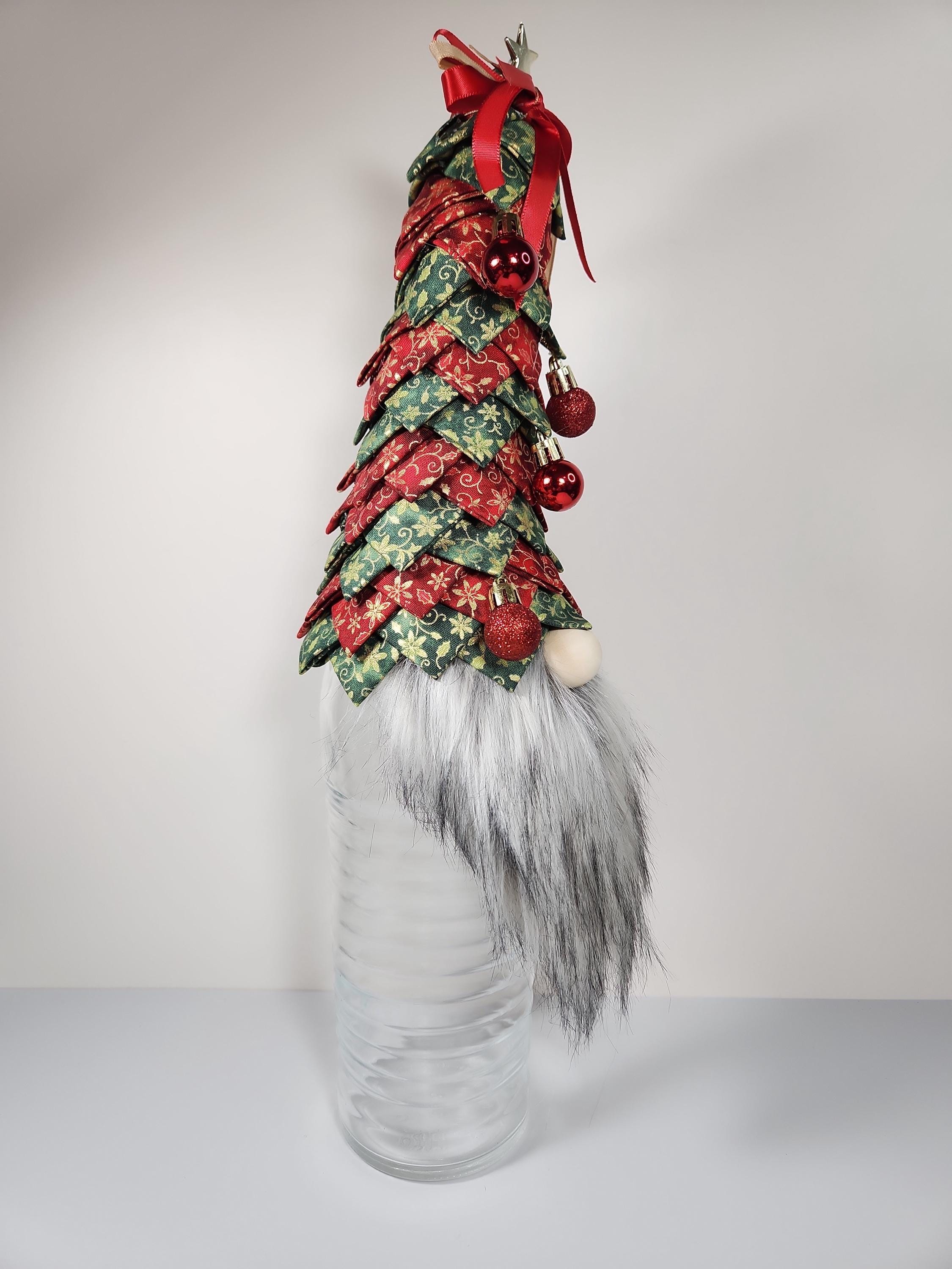 Gnome Wine Topper Christmas Tree Gnome Wine Topper Quilted Tree Gnome ...