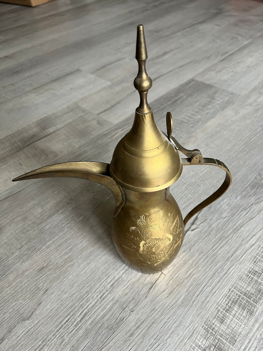 Vintage Brass Dallah Madani Coffee/ Tea Pot Etched Floral Design - Etsy