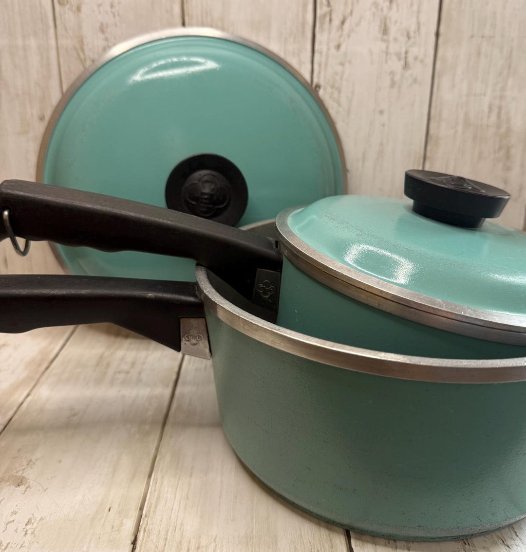 Club Cast Aluminum Turquoise Sauce Pots With Lids - Etsy