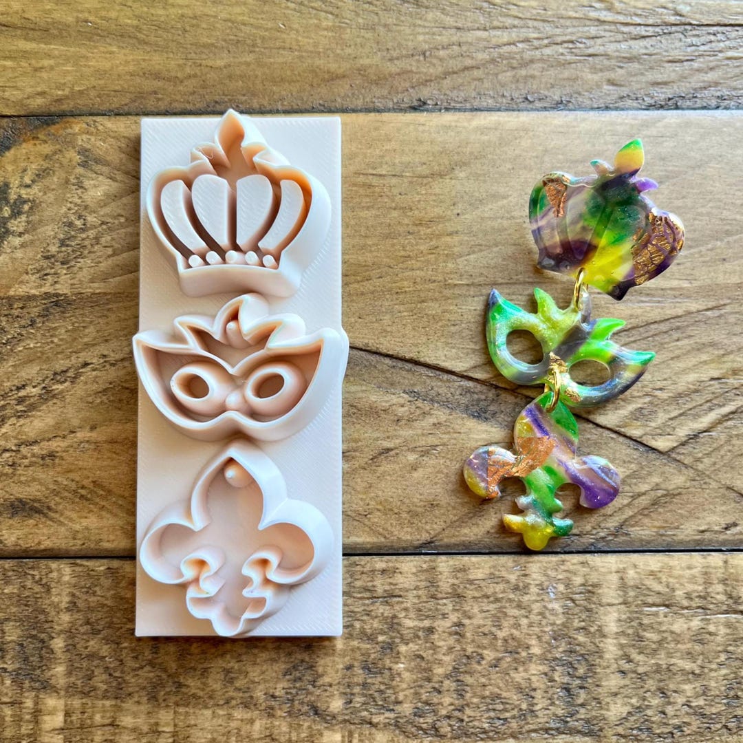 Mardi Gras Polymer Clay Cutter - All-in-one With Hole Punch - Statement ...