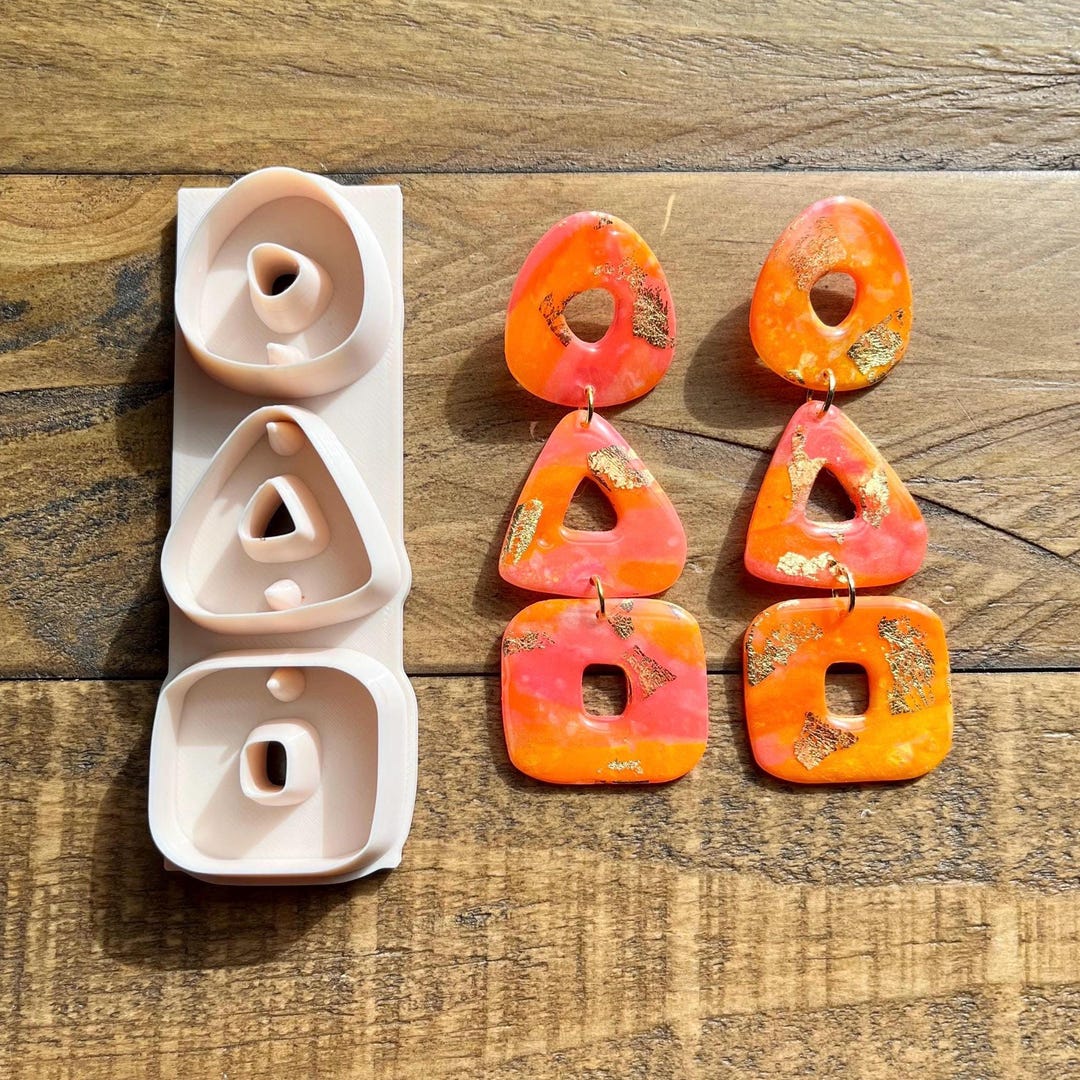 Miranda Abstract Geometric Polymer Clay Cutter and Hole Punch Combo | C ...