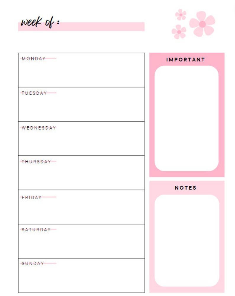 Weekly Planner - 3 Colors - Etsy