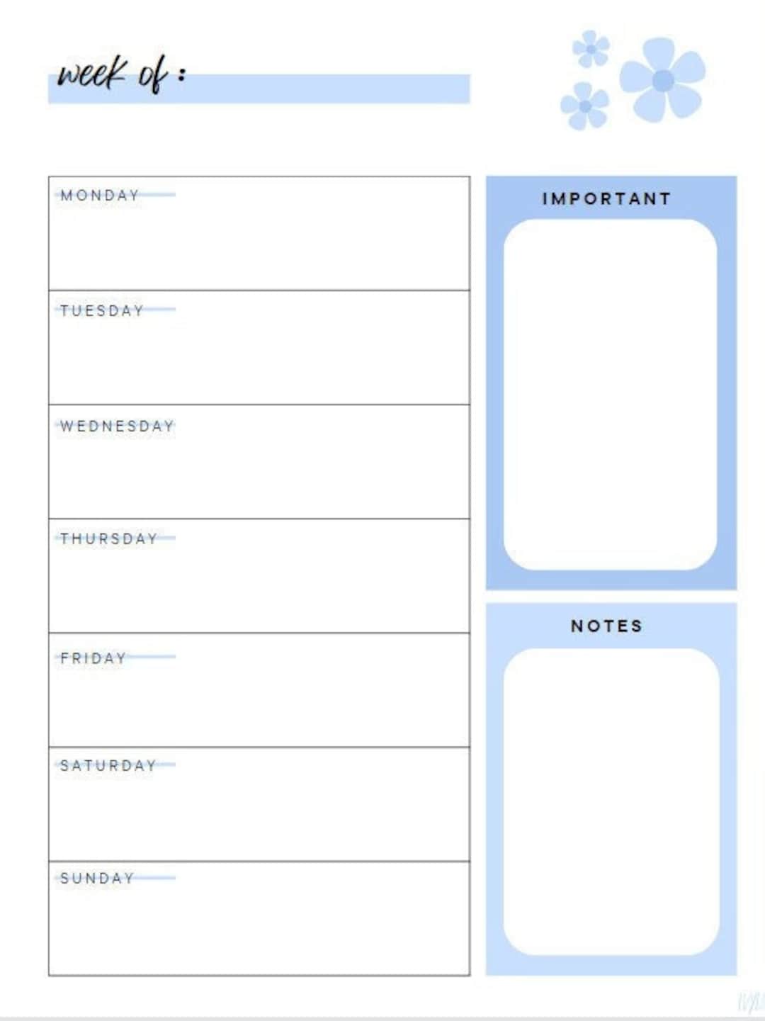 Weekly Planner - 3 Colors - Etsy