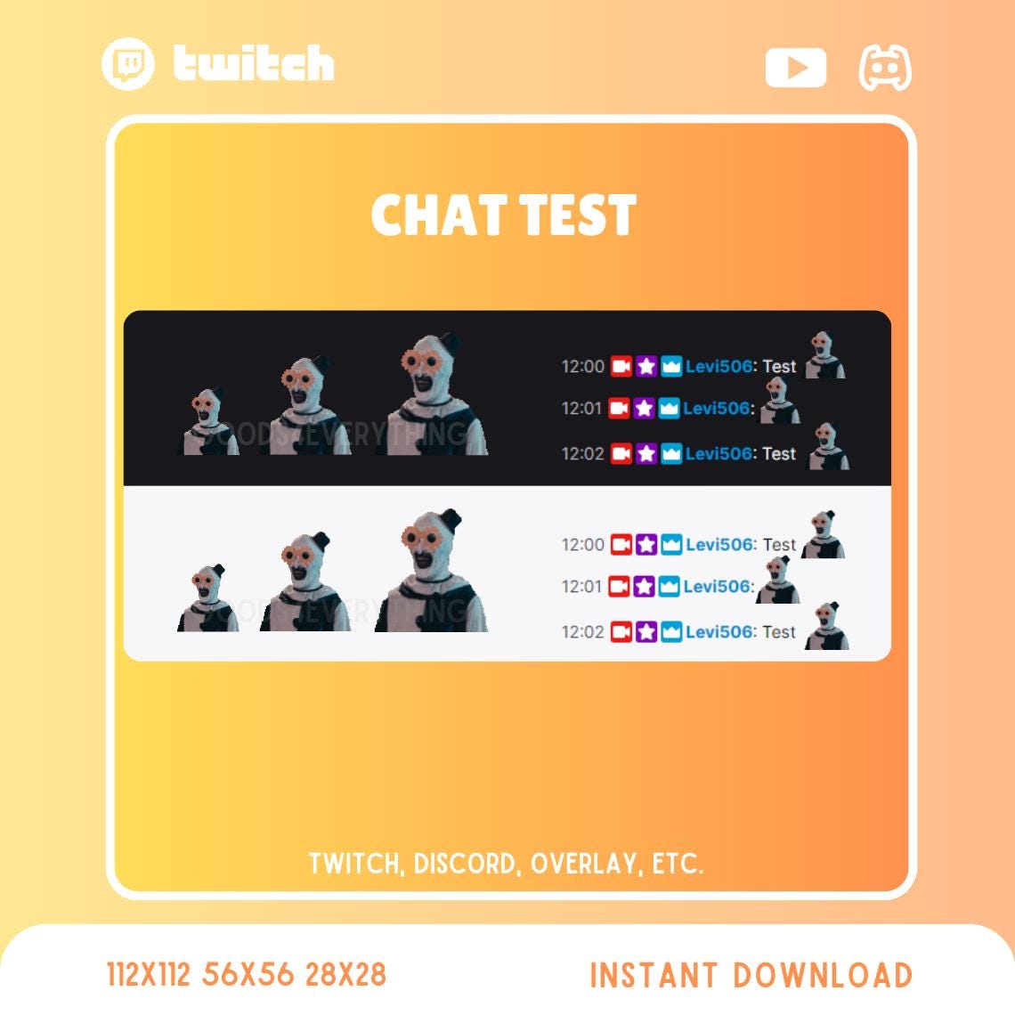 Terrifier Emote Twitch Art Clown Fanart Hello Sunglasses Emote Clown ...
