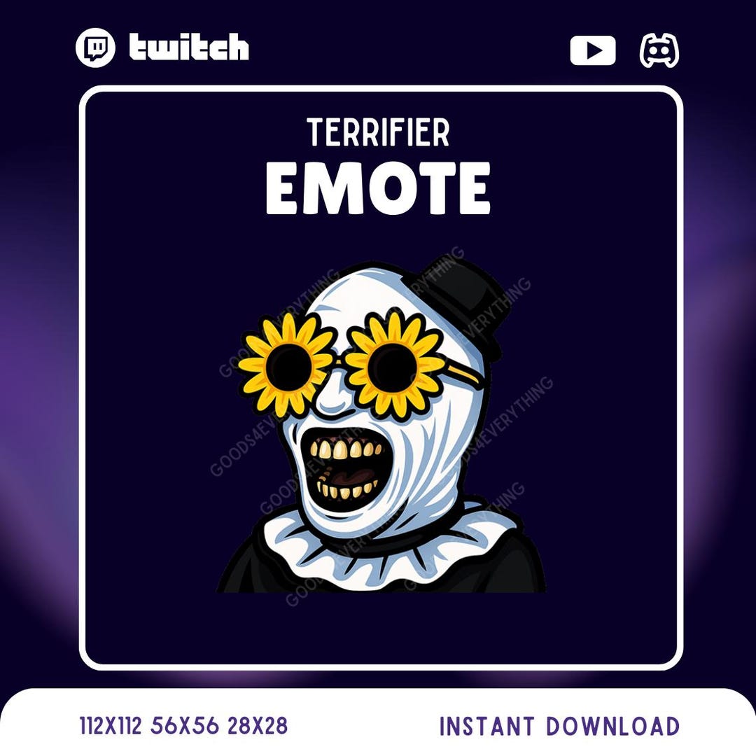 Terrifier Art Sunflower Glasses Fanart Clown Emote Meme for Twitch ...