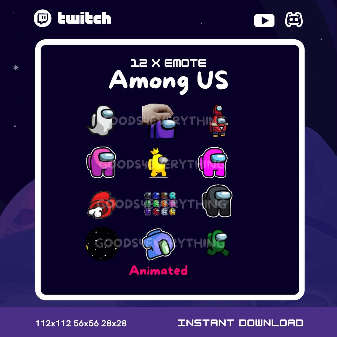 12x Among Us Emote Pack for Twitch, Discord, Youtube (sus Hype Meme) - Etsy