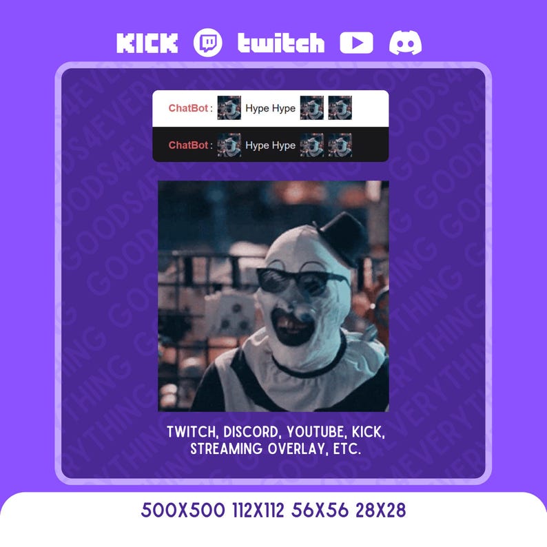 Terrifier Emote Twitch Googly Eyes Art Clown Fanart Emote Clown Meme ...