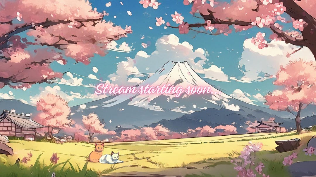 Japan Sakura Cherry Blossoms and Cats - Animated Streaming Overlay ...