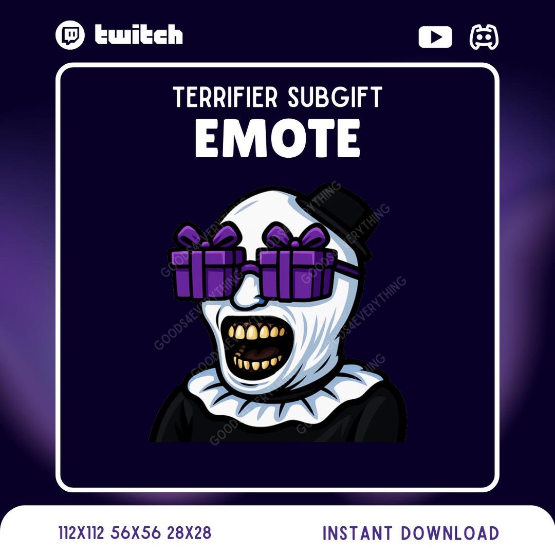 Twitch Terrifier With Subgift Glasses Emote Fanart Clown Gift Meme for ...