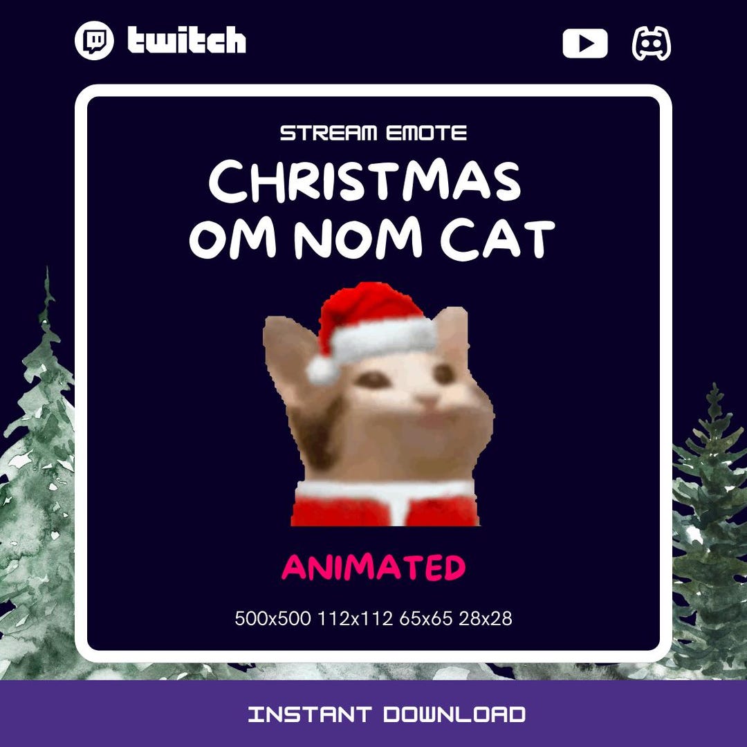 Twitch Pop Cat Emote Christmas Om Nom Nom Cat Meme Stream Emote ...