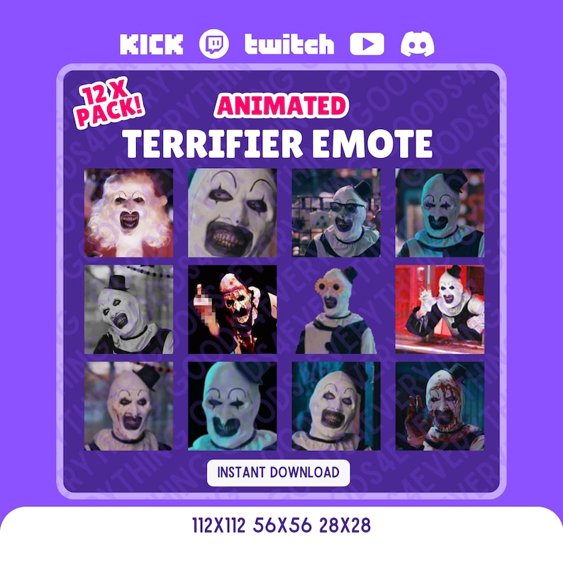 12x Terrifier Animated Emote Pack! for Twitch, Kickstarter, Youtube ...