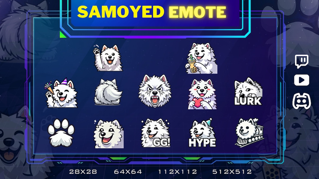 12x Emote Pack Twitch Samoyed Emote Dog Emote Animal Emote Spitz Emote ...