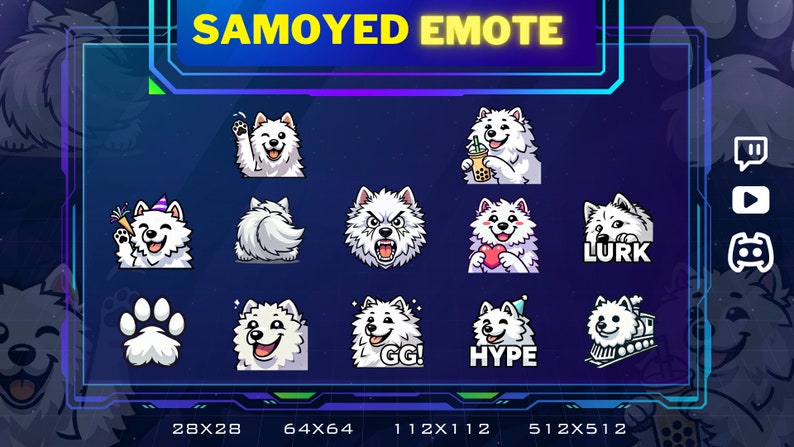 12x Emote Pack Twitch Samoyed Emote Dog Emote Animal Emote Spitz Emote ...