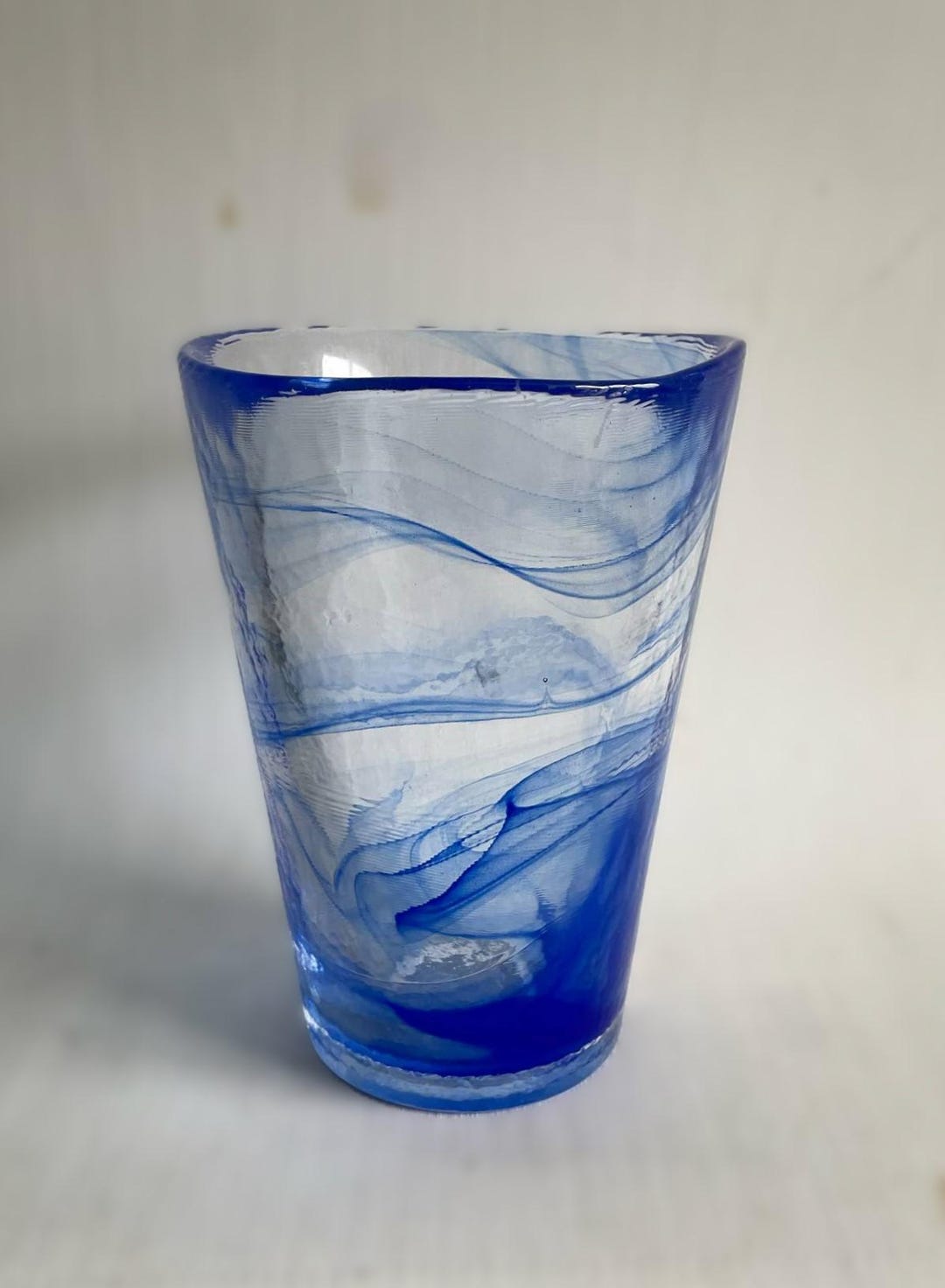 Kosta Boda AB Sweden Glass Vase Mine Blue Swirls Design by Ulrica ...