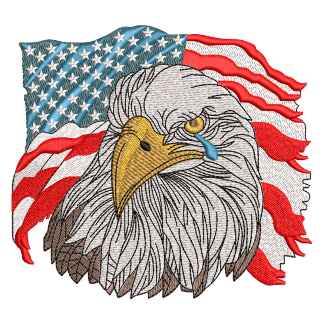 Flag With Eagle Embroidery Design Embroidery Design Machine - Etsy