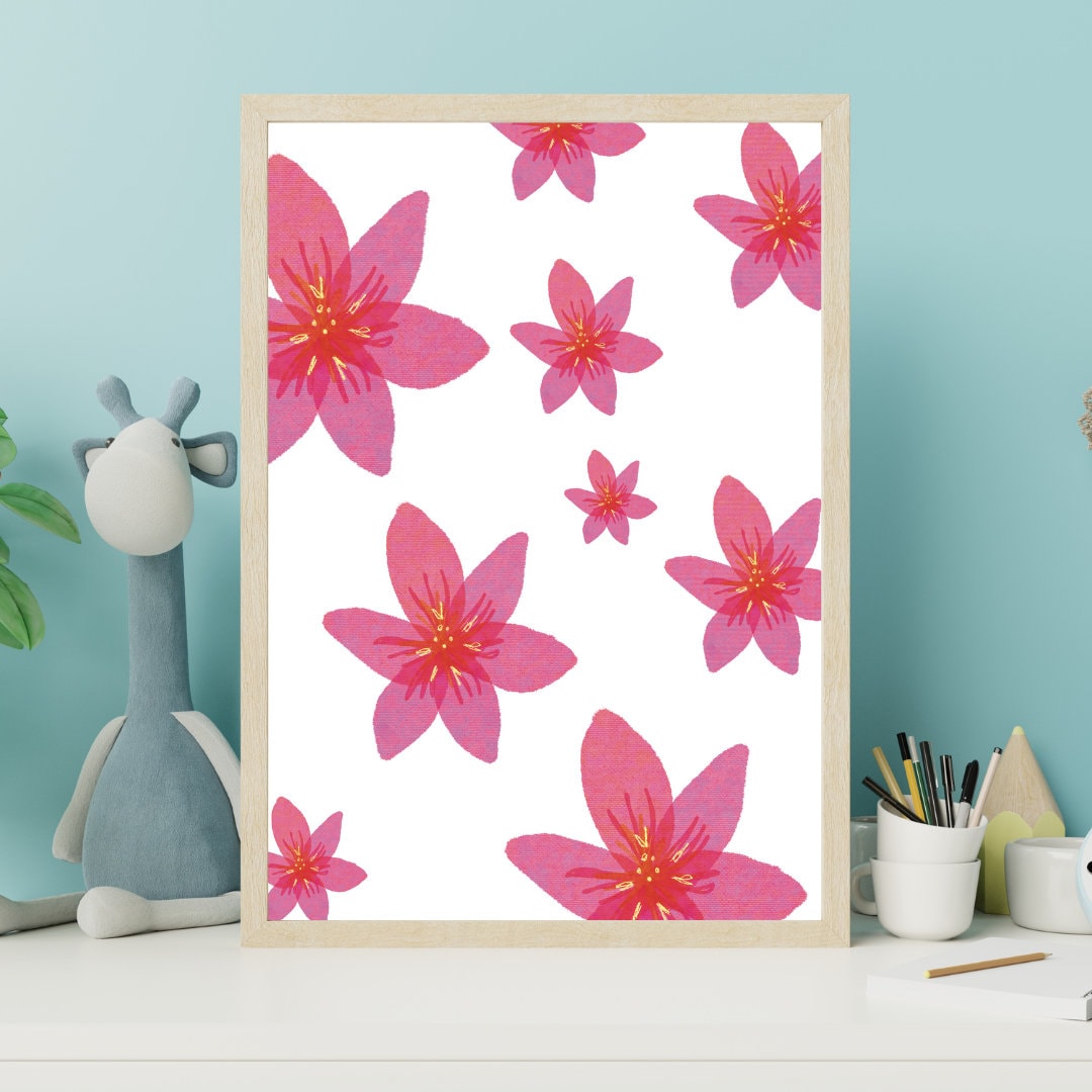 Pink Flowers to Print, Flowers to Decorate the Walls, Illustrations to ...