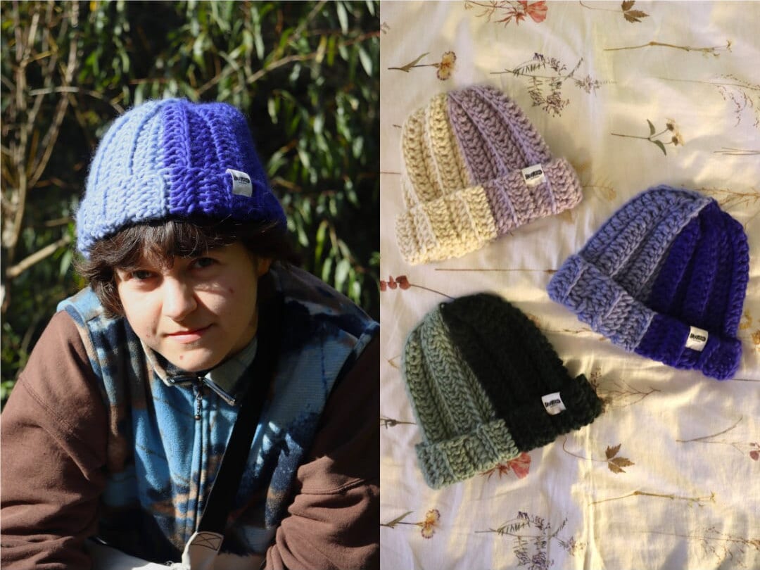 Half and Half Beanie Warm Winter Hat, Handmade Crochet Hat, Unique ...