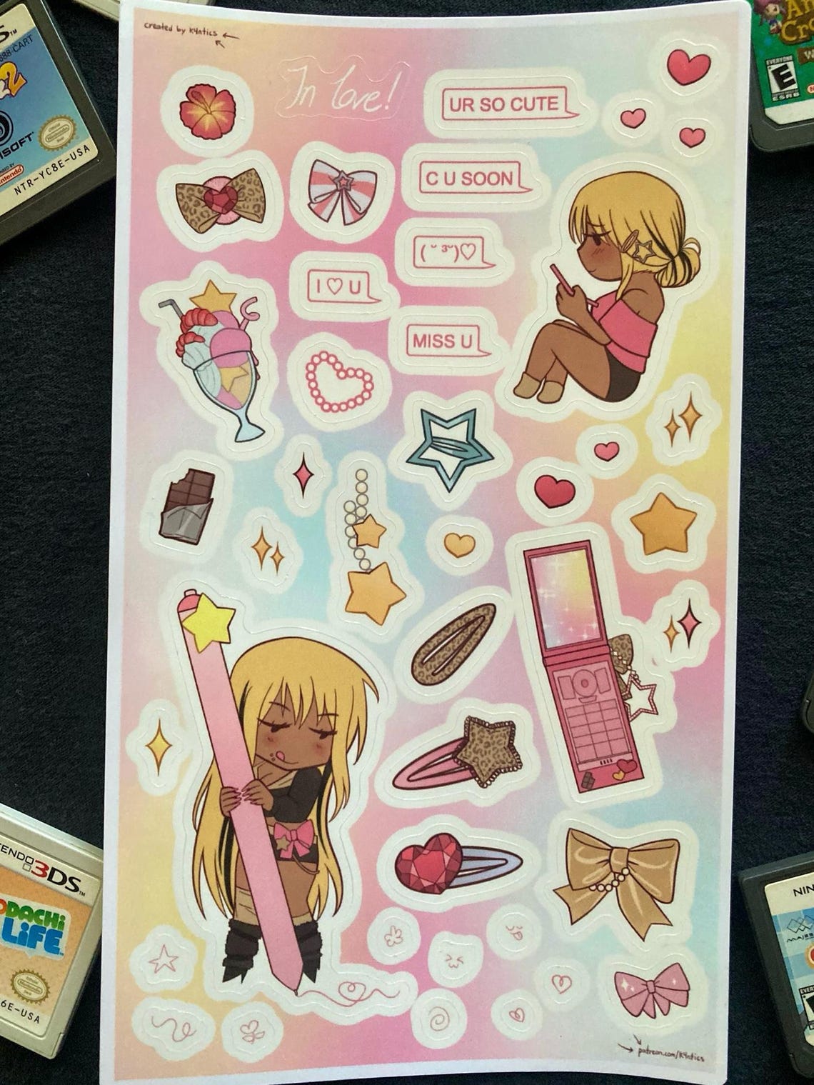 Gyaru Girl Sticker Sheet, Waterproof Kawaii Stickers - Etsy