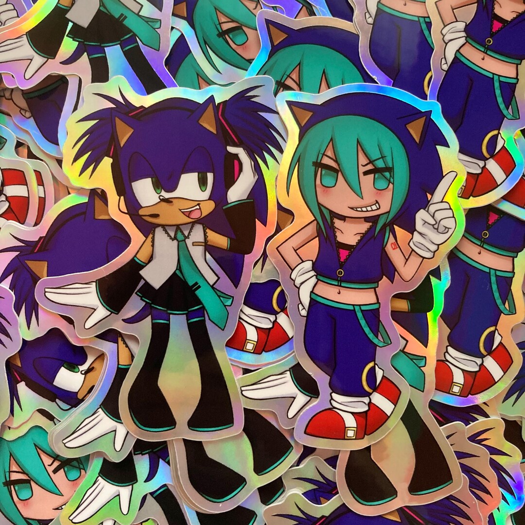 SONIC & MIKU Waterproof Holographic Vinyl Stickers! - Etsy