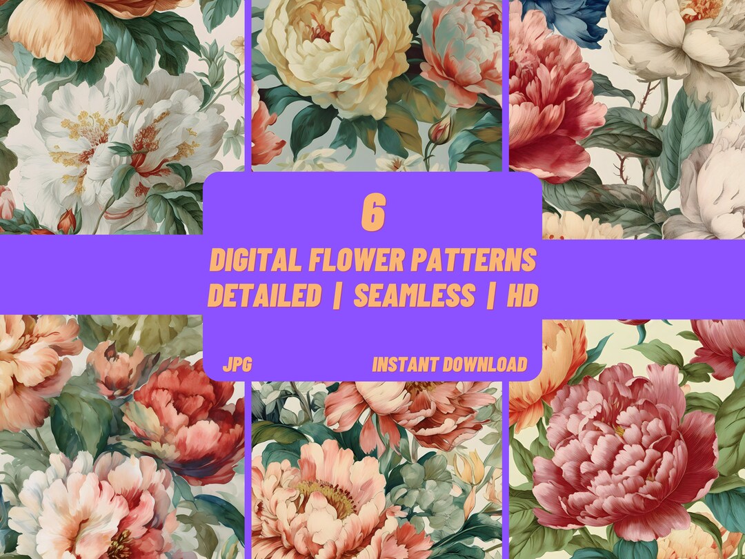 Colorful Flowers Digital Paper Digital Floral Backgrounds Flower-themed ...