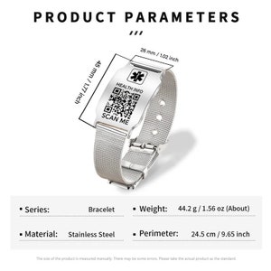 Adjustable QR Code Medical Alert Bracelet,protects Privacy,update Info ...