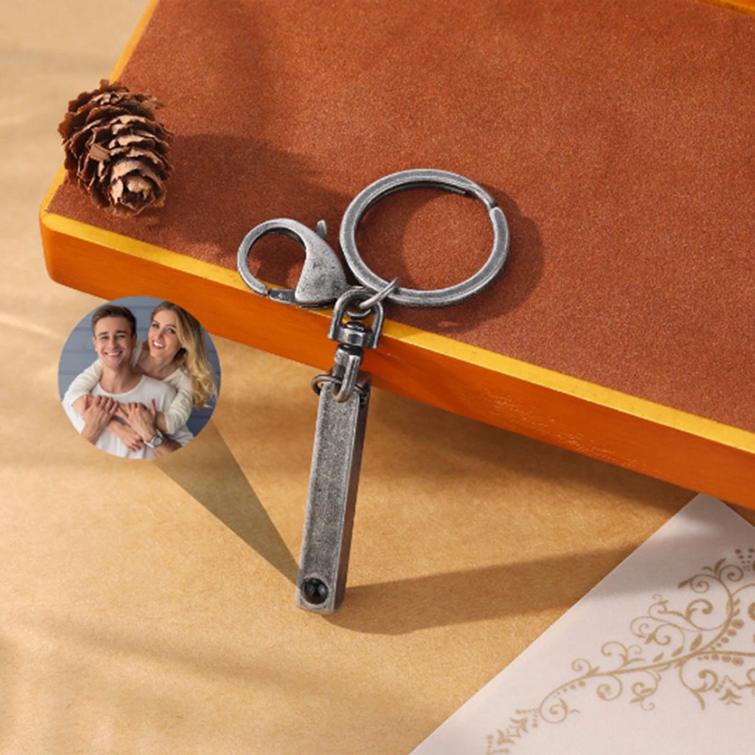 Personalized Projection Photo Keychain, Custom Text Bar Pendant ...