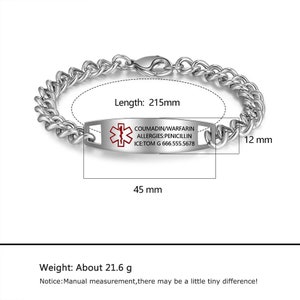 Custom Medical ID Bracelet Medical Alert Doctor Alert Mediband ...