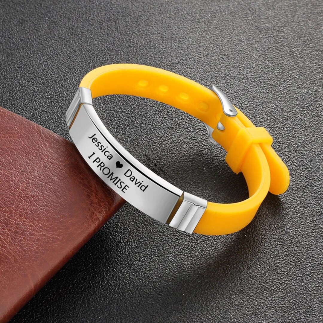 Custom Silicone Medical ID Bracelet - Engraved Emergency Contact Info ...