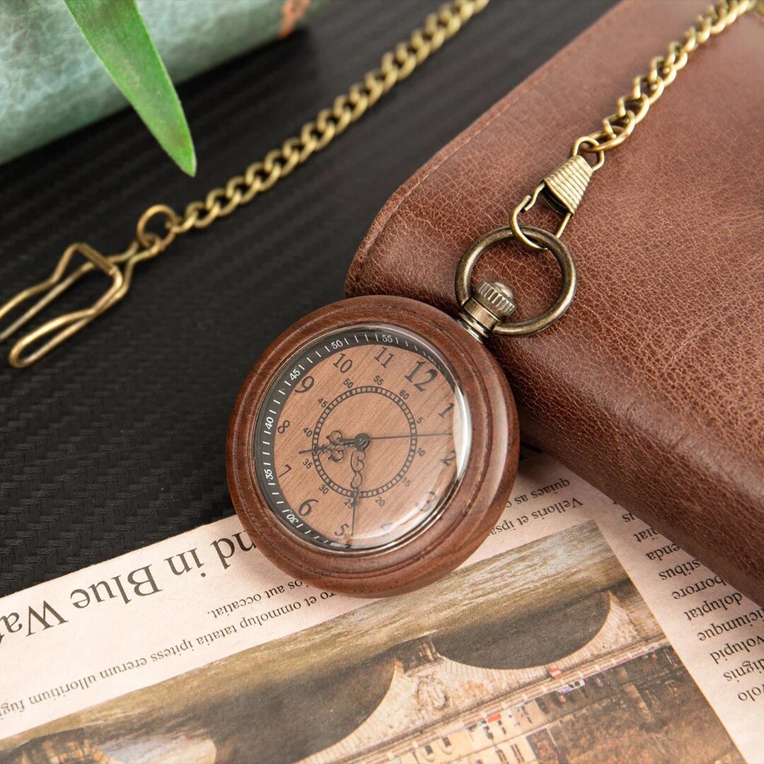 Men's Wood Pocket Watch,engraved Text Wood Pocket Watch,custom Pocket ...