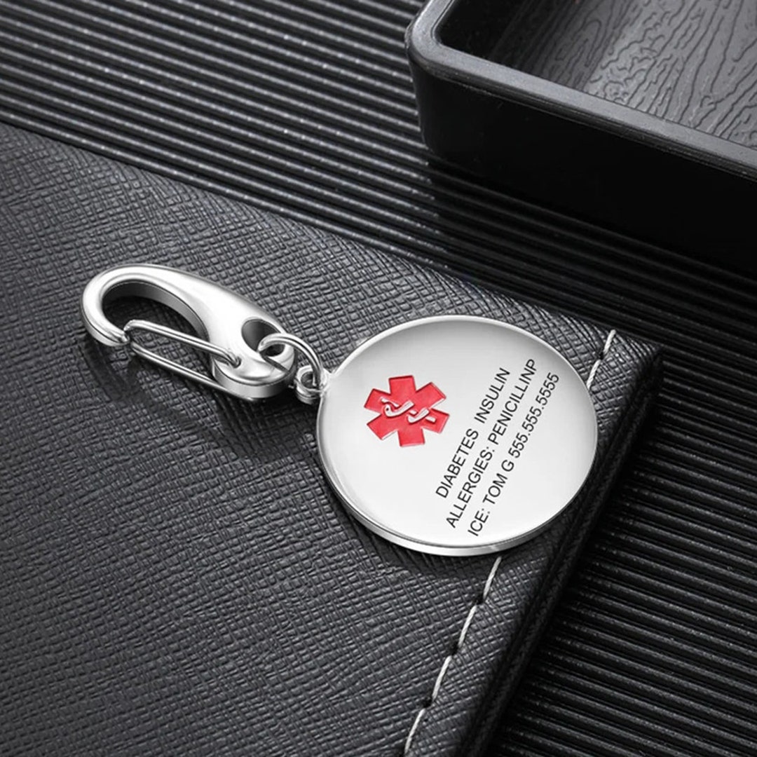 Personalized Medical Alert Keychain,diabetes Keychain,custom Safety Tag ...