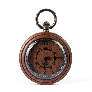 Men's Wood Pocket Watch,engraved Text Wood Pocket Watch,custom Pocket ...