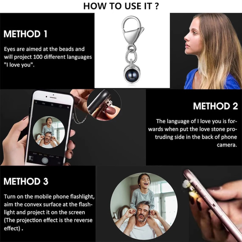 Custom Projection Keychain, Personalized Keyring With Photos or Text ...