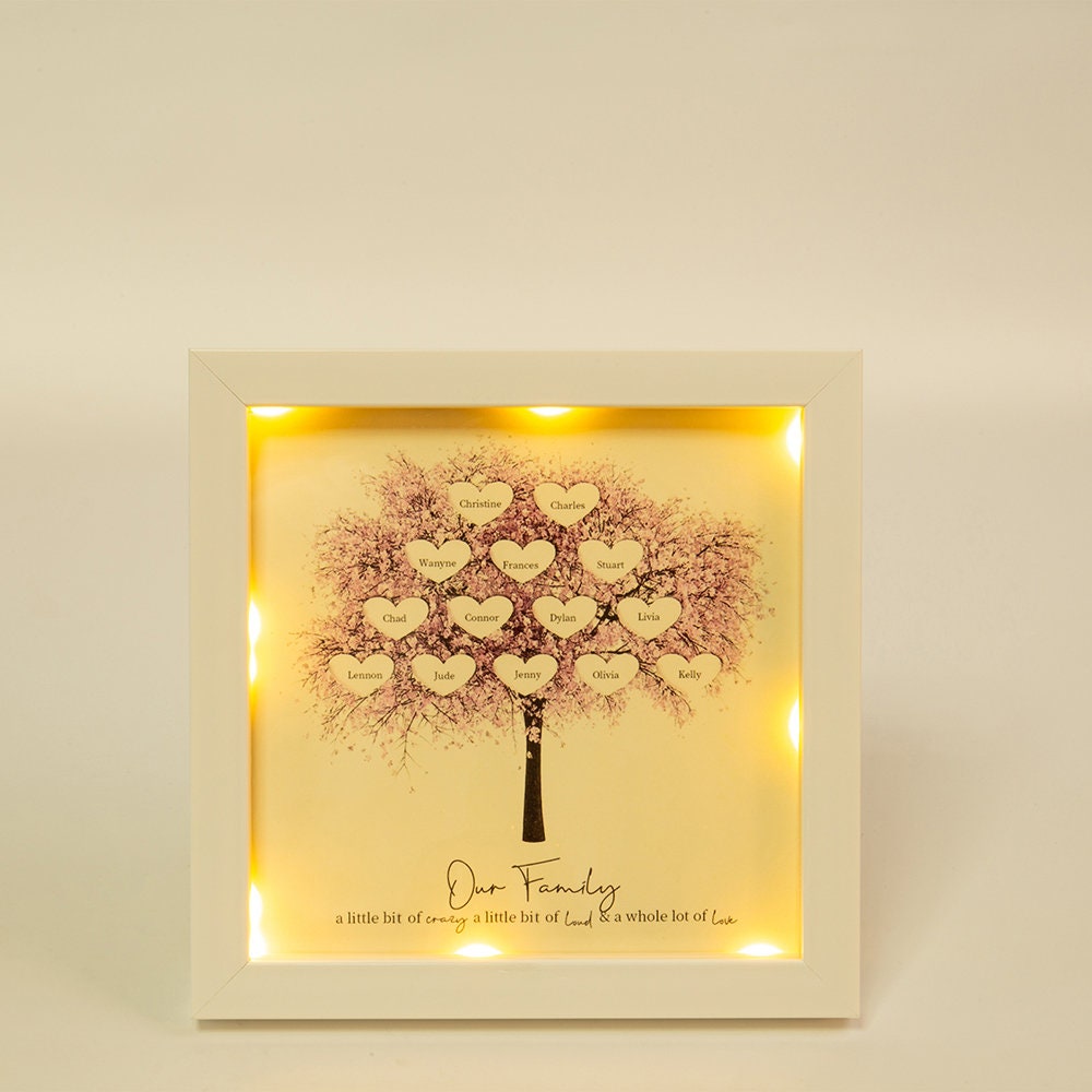 Custom LED Light Shadow Box Family Tree Frame With Names Night Light ...